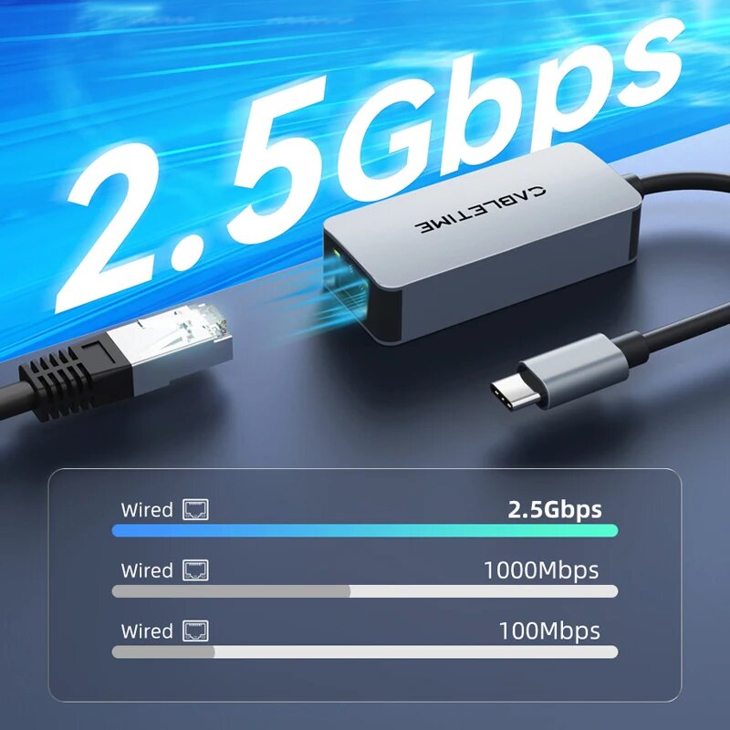 USB A 2.5Gbps Ethernet-адаптер CABLETIME — фото 1