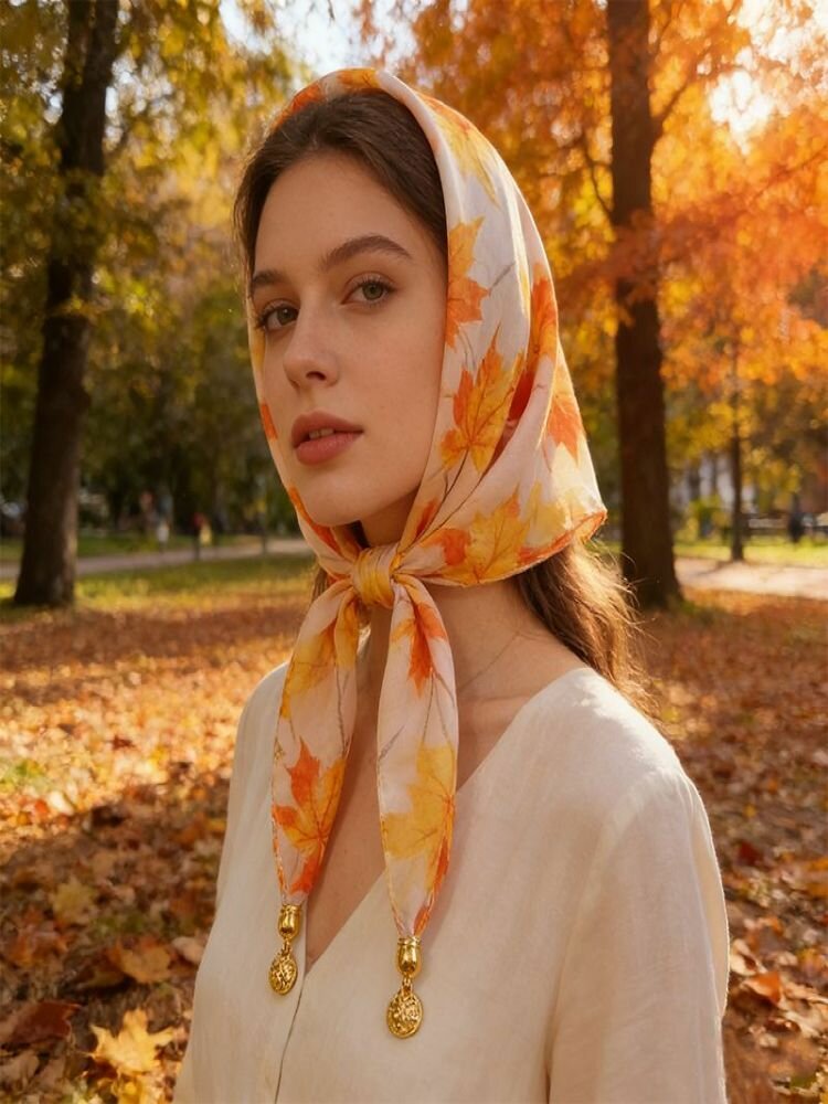 Косынка шейная  для женщин,60х60 см, белый — фото 1