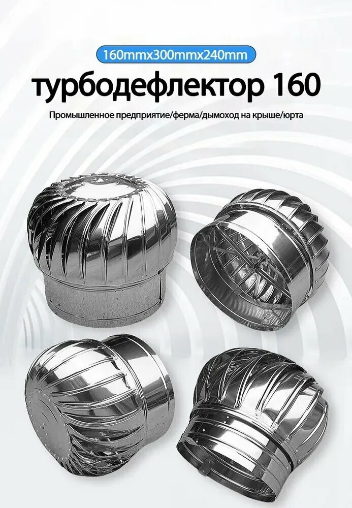 Турбодефлектор 160, нержавеющая сталь,160mmx300mmx240mm