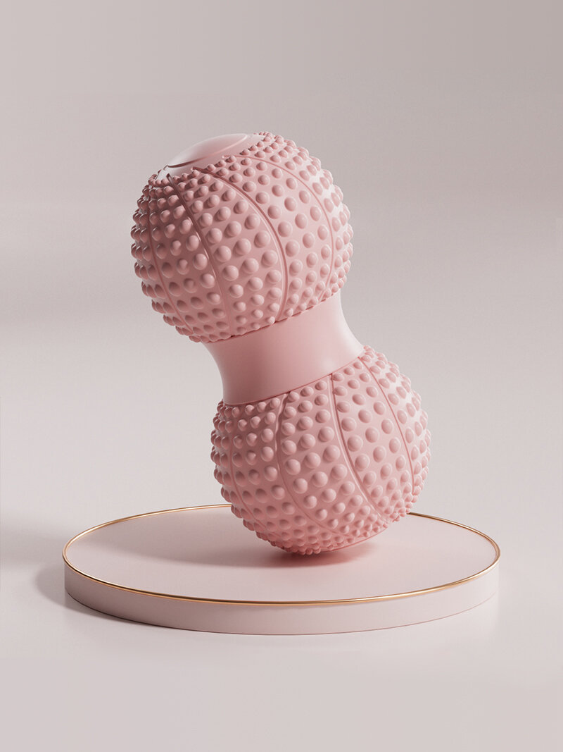 Массажный мяч для мфр сдвоенный в форме арахиса розовый