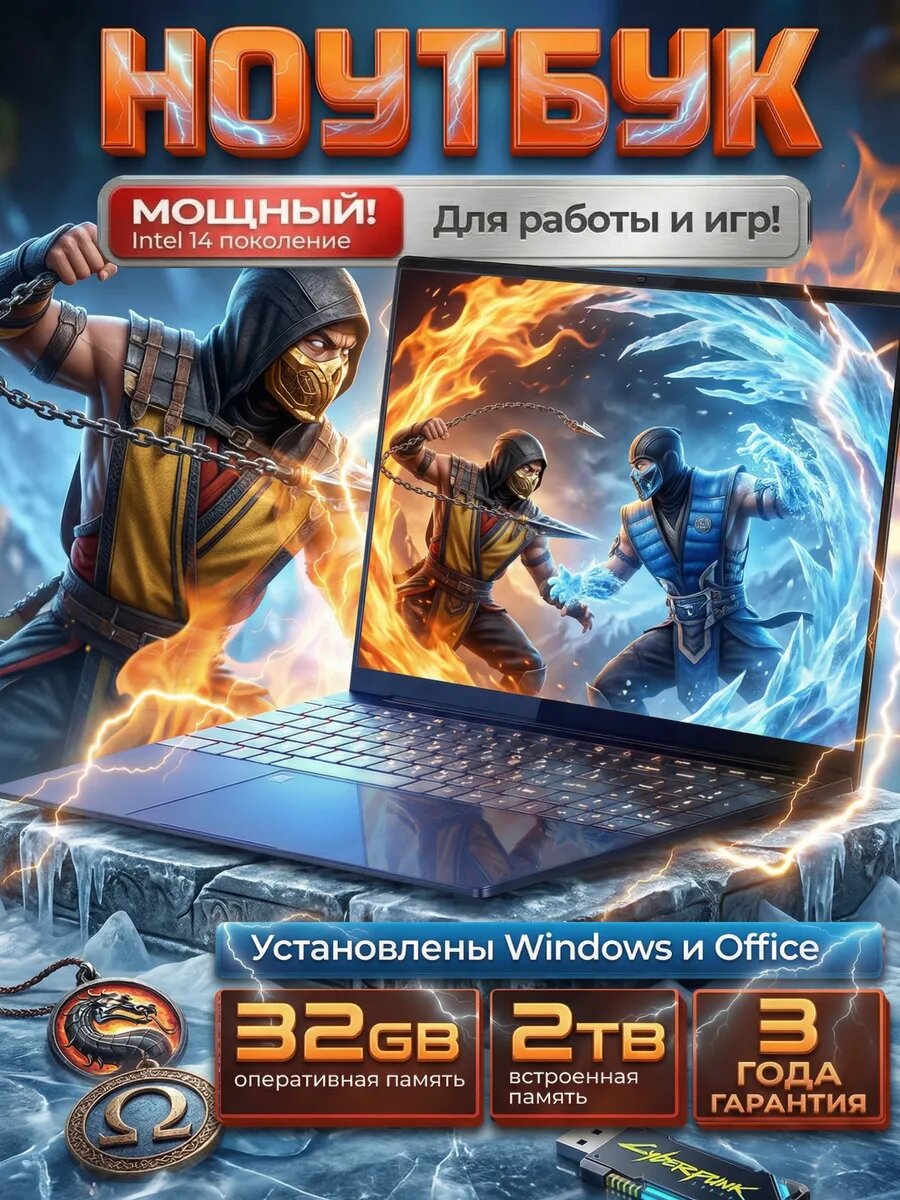 Ноутбук Intel Core i9-13900HX, 32GB RAM, 2048GB SSD, 2026 + Office
