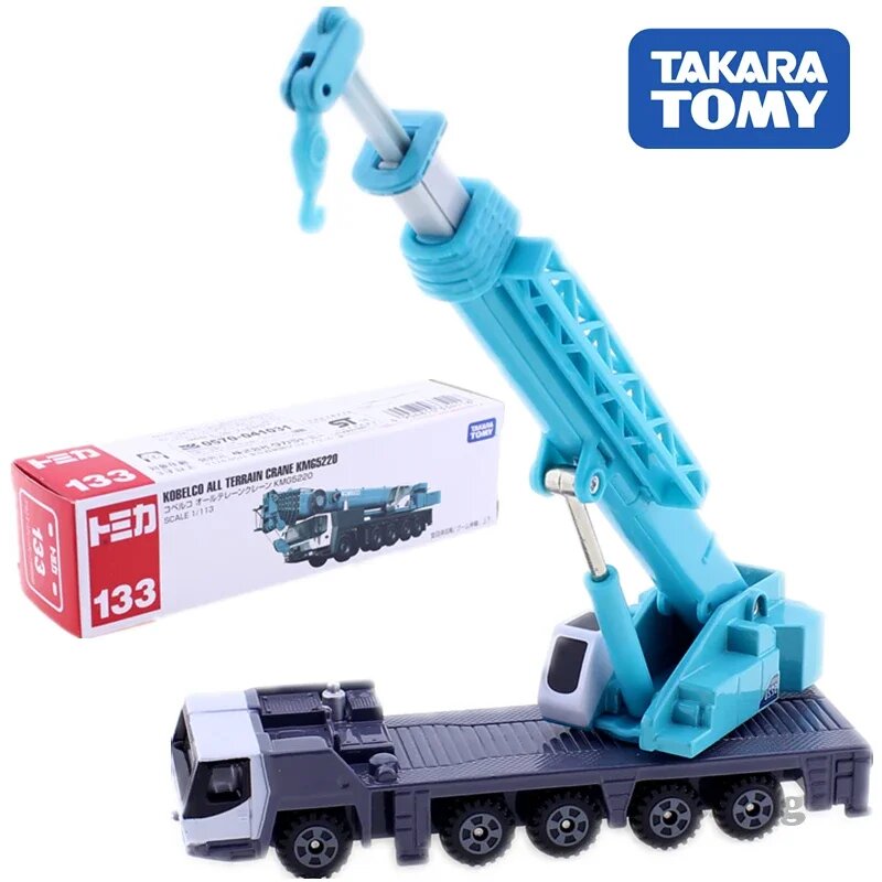 Tomica Long Type Takara Tomy No.133 Kobelco Вездеходный кран KMG5220 Масштаб 1/113 Строительная машина Литая под давлением металлическая модель игрушки