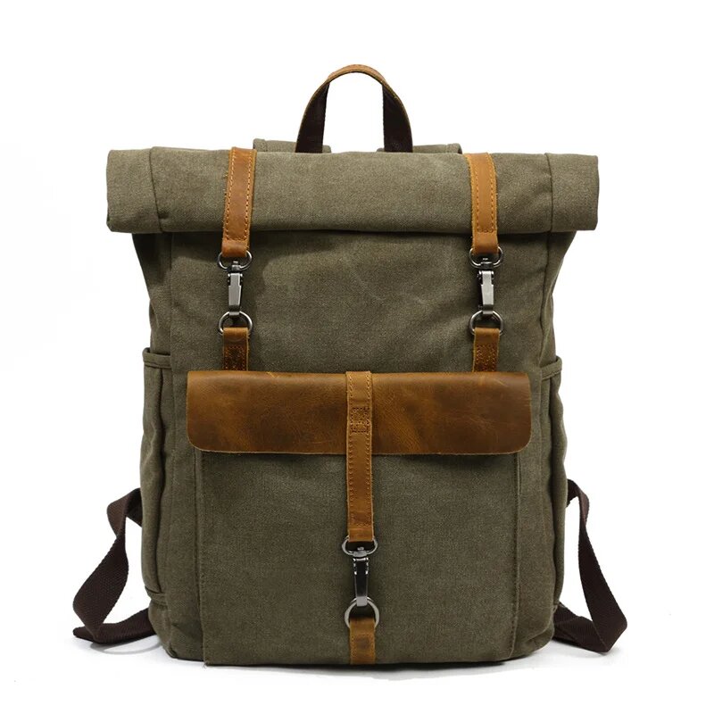 Зеленый мужской холщовый рюкзак Army green