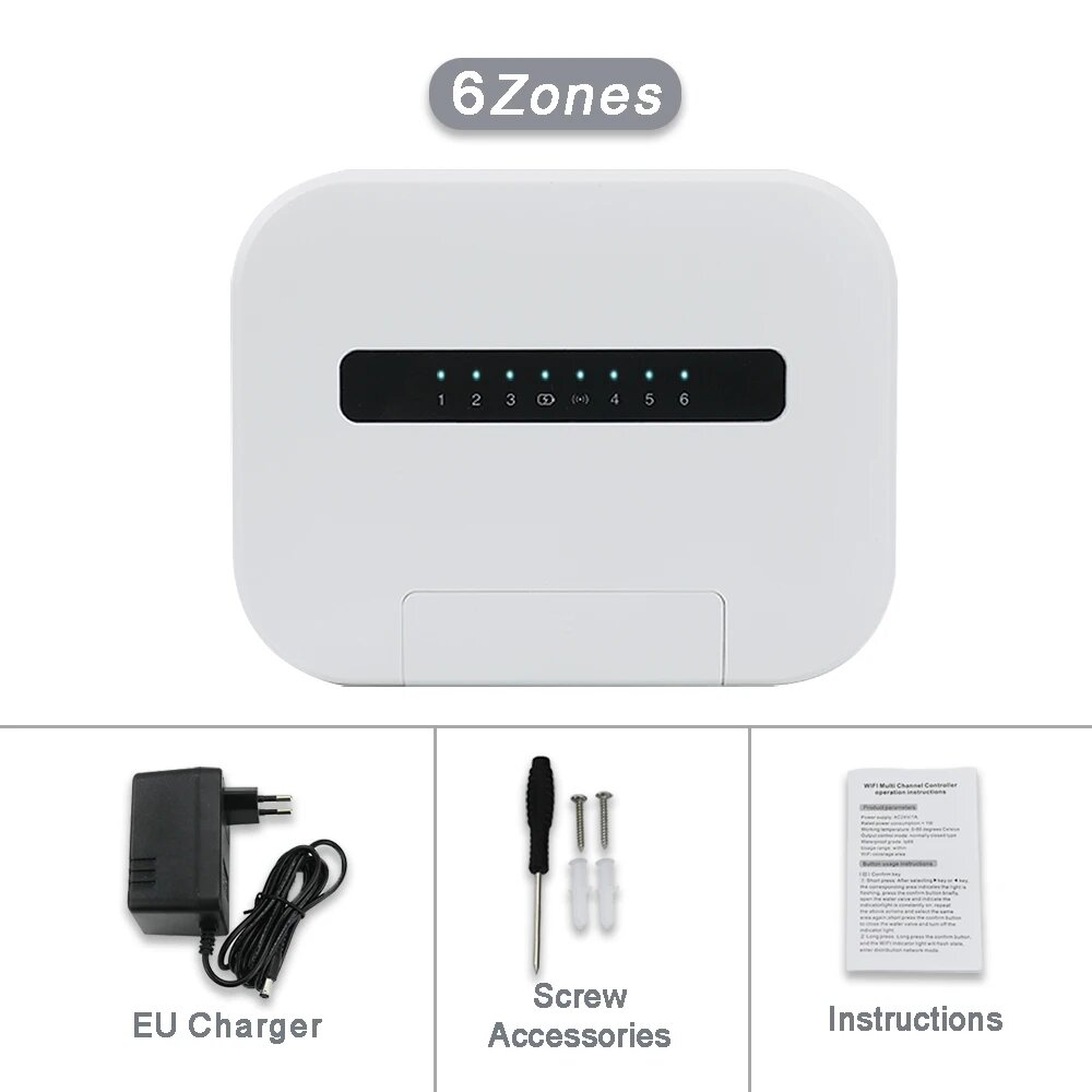 6-зонный Wi-Fi контроллер полива сада TUYA, EU Plug, Цвет: 6