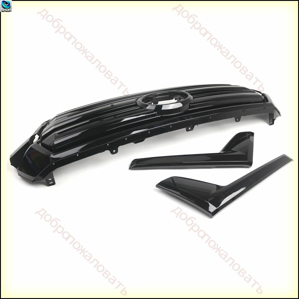 Средняя решетка радиатора для Toyota Land Cruiser LC200 2016-2021 ярко-чёрная 5311460160 — прочная защита кузова