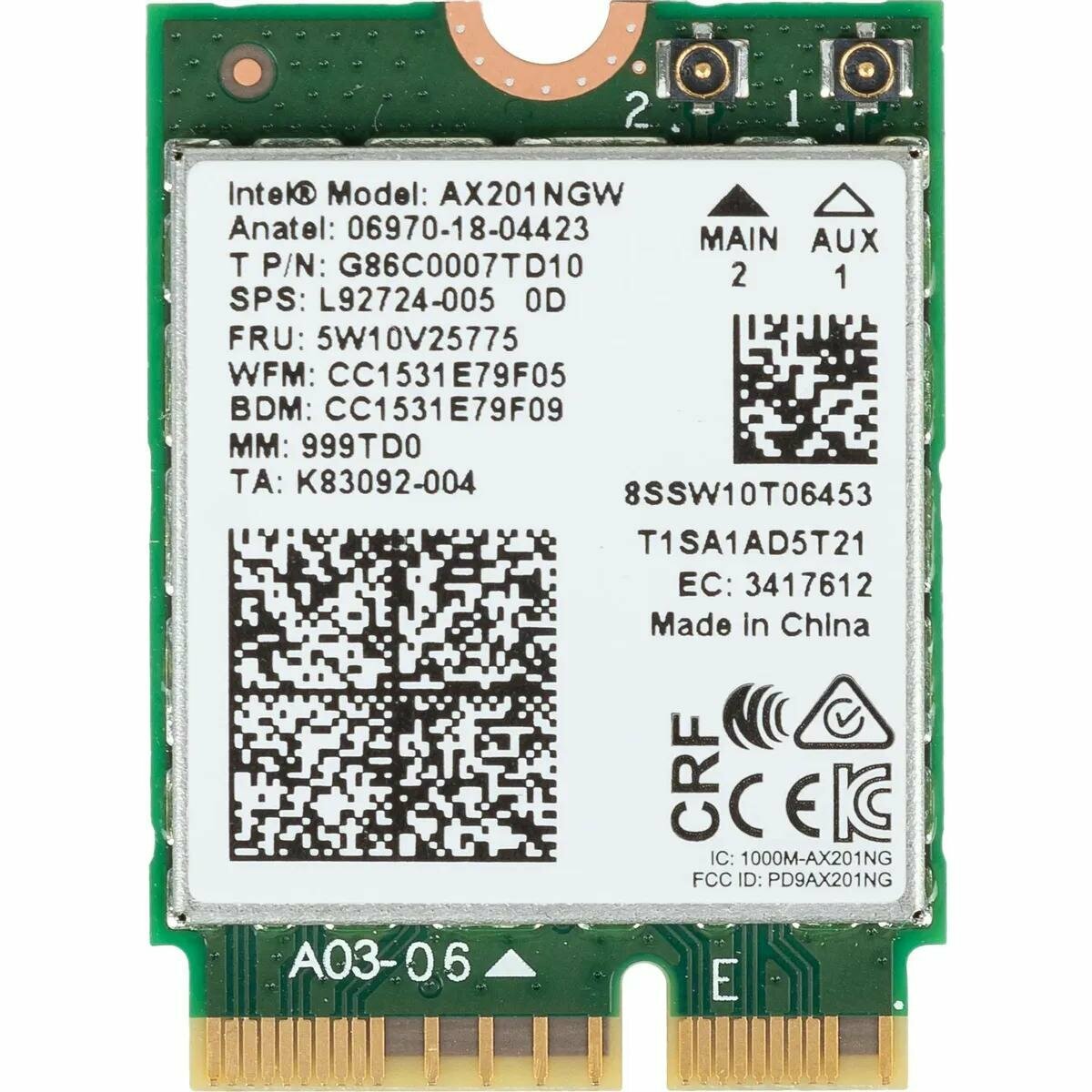 Сетевой адаптер для ноутбука Intel AX201. NGWG. NVW 999TD0, адаптер