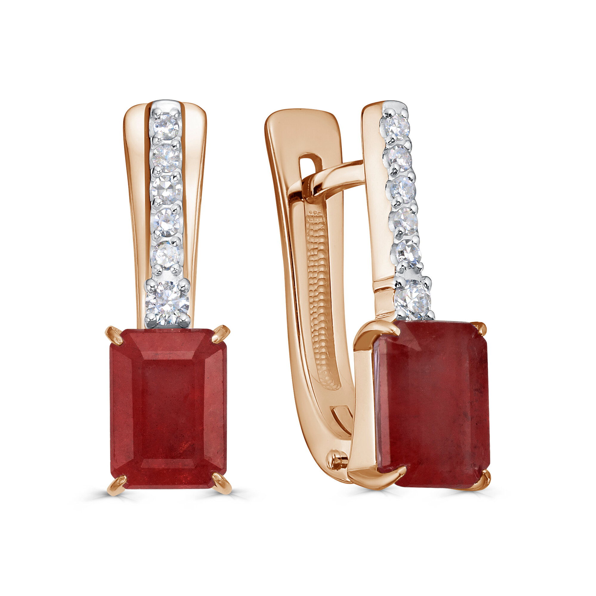 Серьги, красное золото, 585 проба, бриллиант