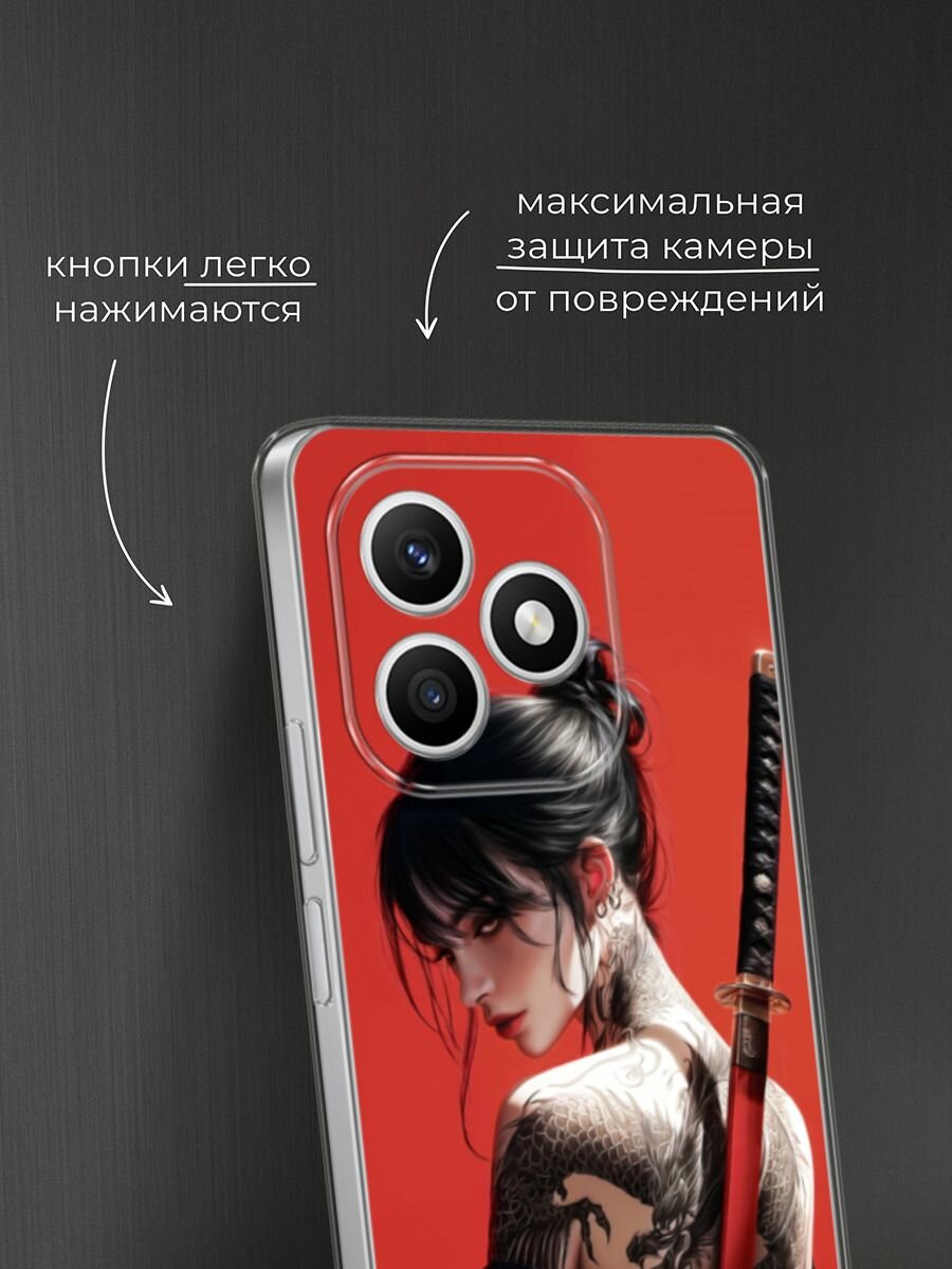 Чехол на Honor X8d / Хонор X8d с принтом Девушка самурай с катаной — фото 1
