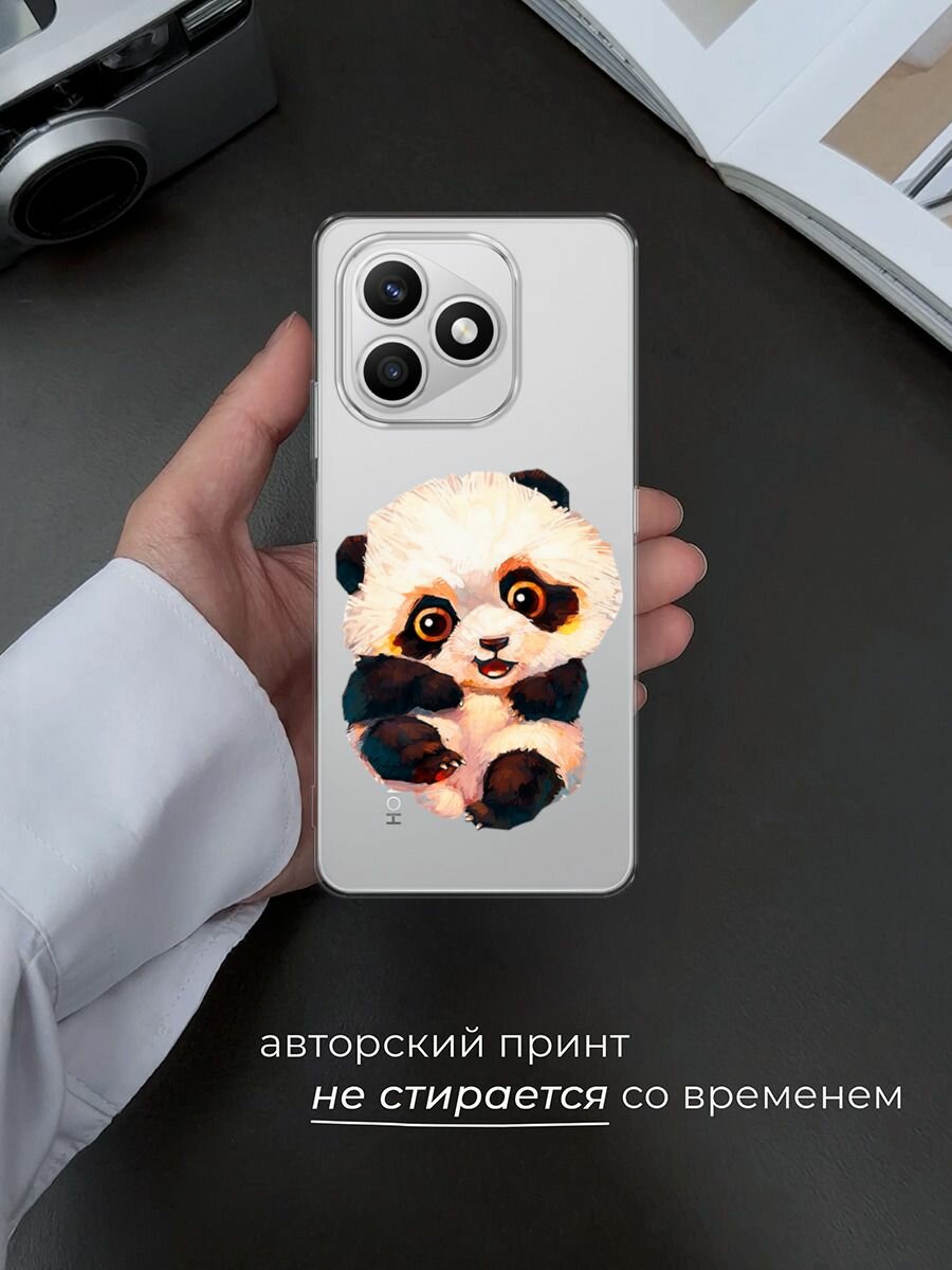 Чехол на Honor X8d / Хонор X8d с принтом Няшная панда, прозрачный — фото 1