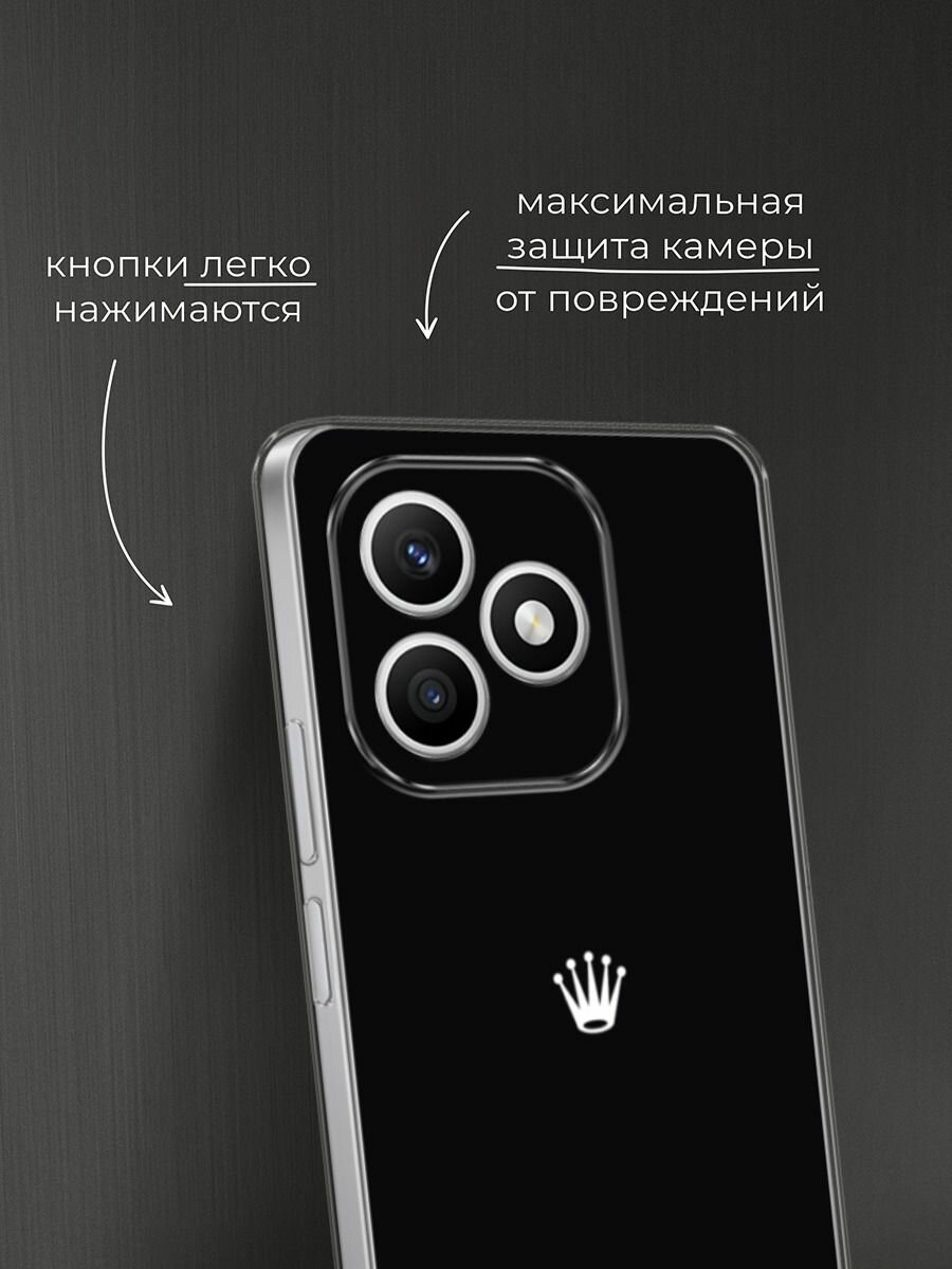 Чехол на Honor X8d / Хонор X8d с принтом Белая корона на черном фоне — фото 1