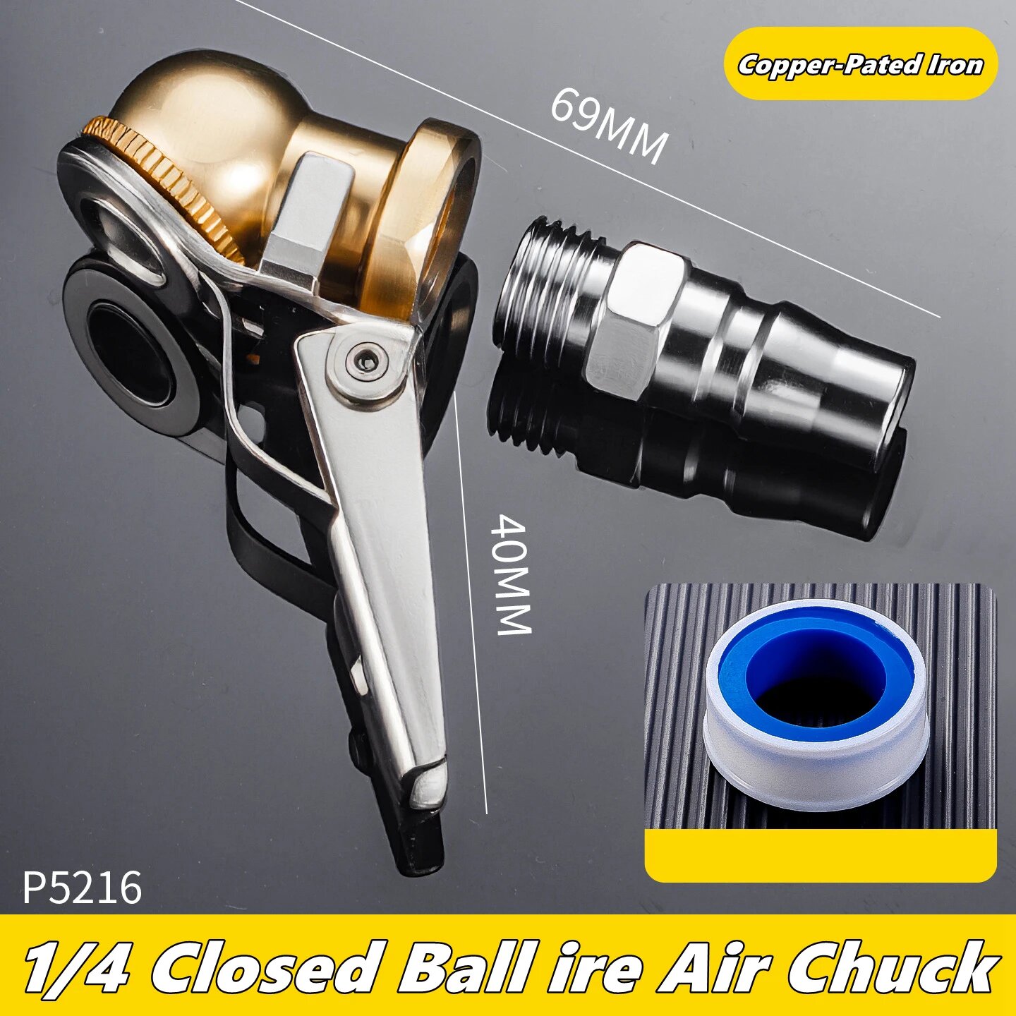 1/4" Пневматический Air Chuck, Copper-plated iron
