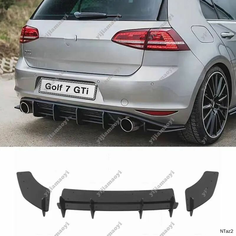 Спойлер заднего бампера задняя губа комплект для Volkswagen Golf 7 VII MK7 GTI 2014-2017, черный тюнинг-акцент
