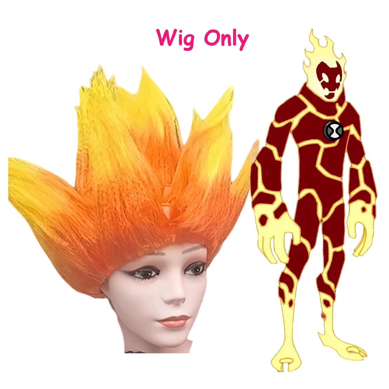 Парик Heatblast Wig, One Size, для косплея Ben 10