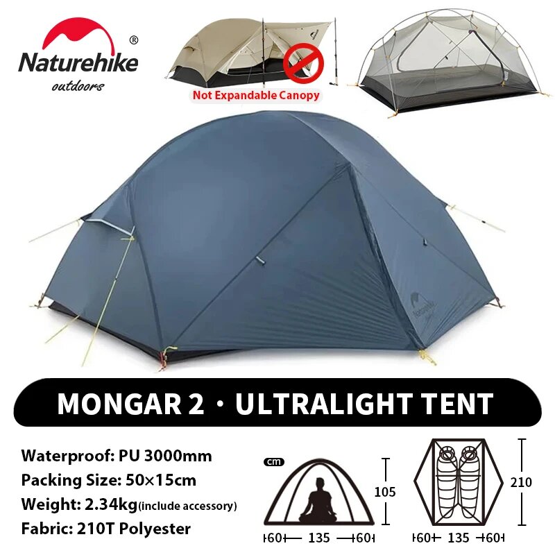 Палатка Naturehike Mongar UL PRO для 1-3 человек 20D ультralегкая водонепроницаемая для путешествий, походов, выживания, откры-air кемпинга портативный укрытие от солнца