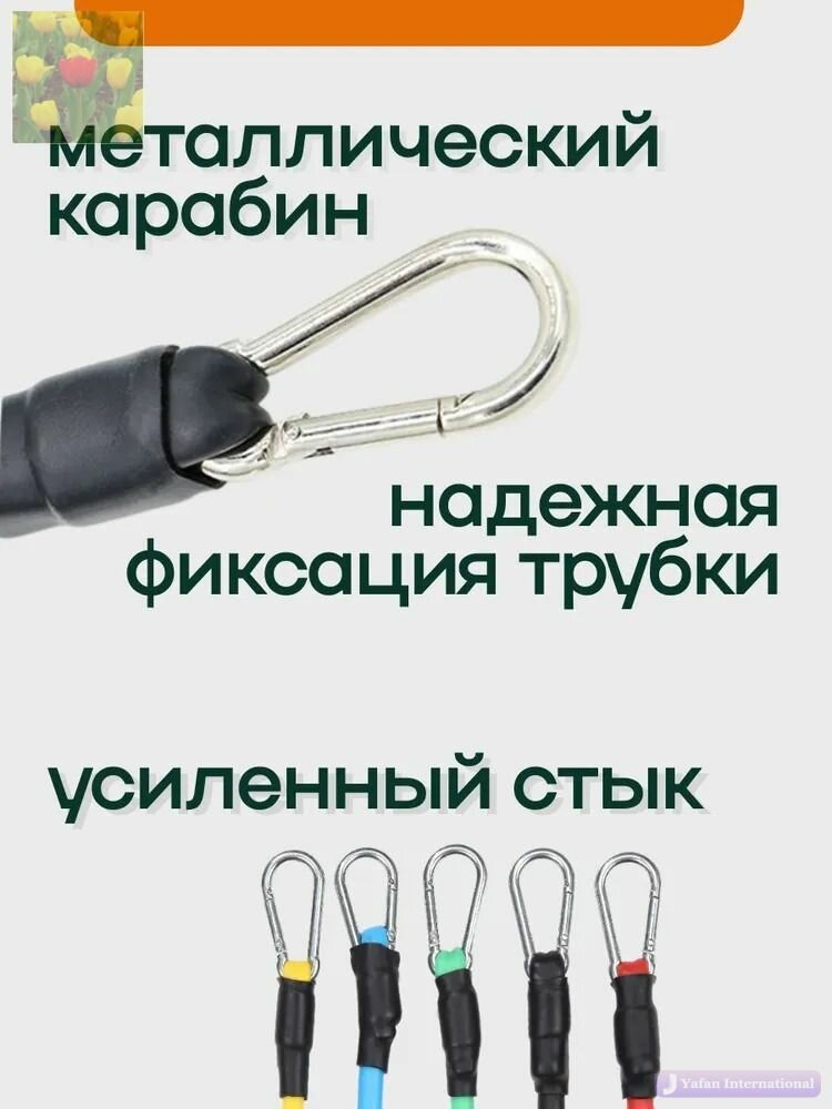 Набор эспандеров, трубчатые, латексные ручки, цвет разные, 45 кг