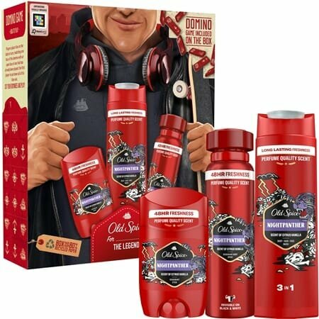 Набор дезодорантов Old Spice Nightpanther Wild Explorer Set, гель для душа 250 мл, спрей 150 мл, стик 50 мл