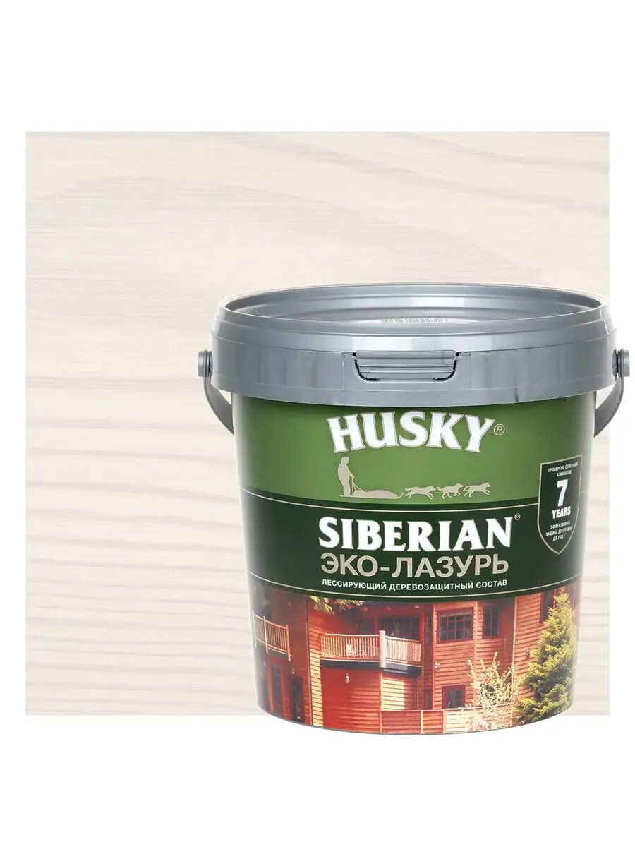 Эко-лазурь Husky Siberian полуматовая цвет белый 0.9 л