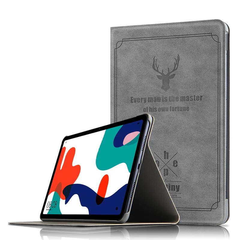 Чехол для Huawei MatePad 10.4 дюйма с защитным стеклом, кожаный, серый, противоударный