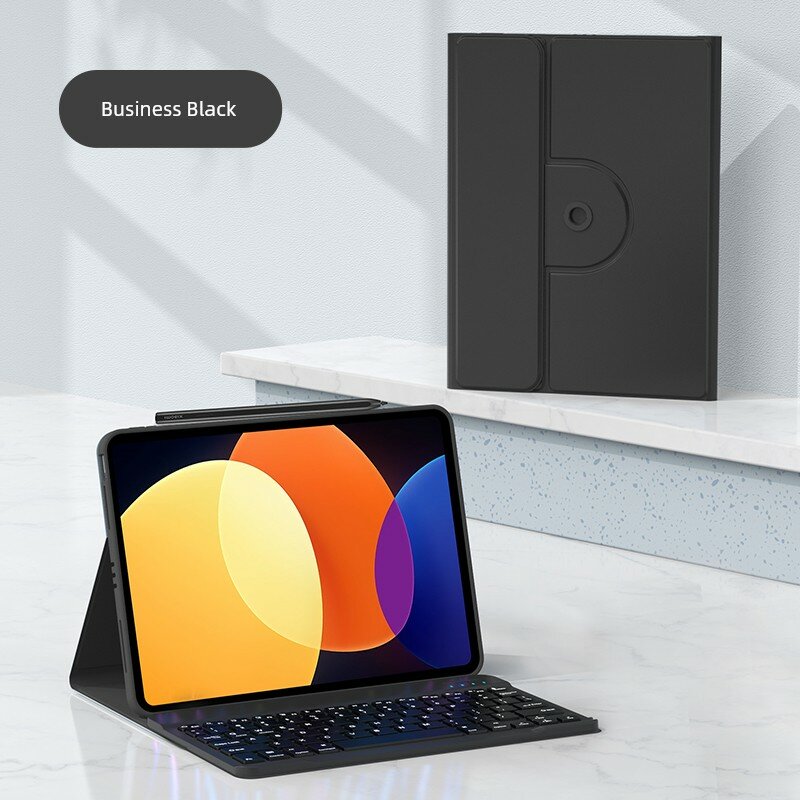Кейс с клавиатурой и мышью для Redmi Pad SE 11 дюймов, поворот на 360 градусов, цвет деловой черный