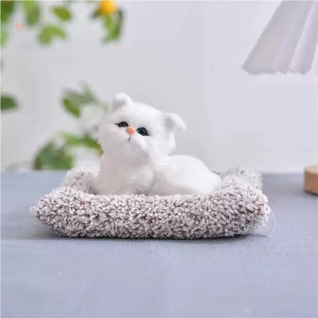 Мягкая игрушка-кошка из бамбукового угля с звуком, белый цвет, малый размер подарок