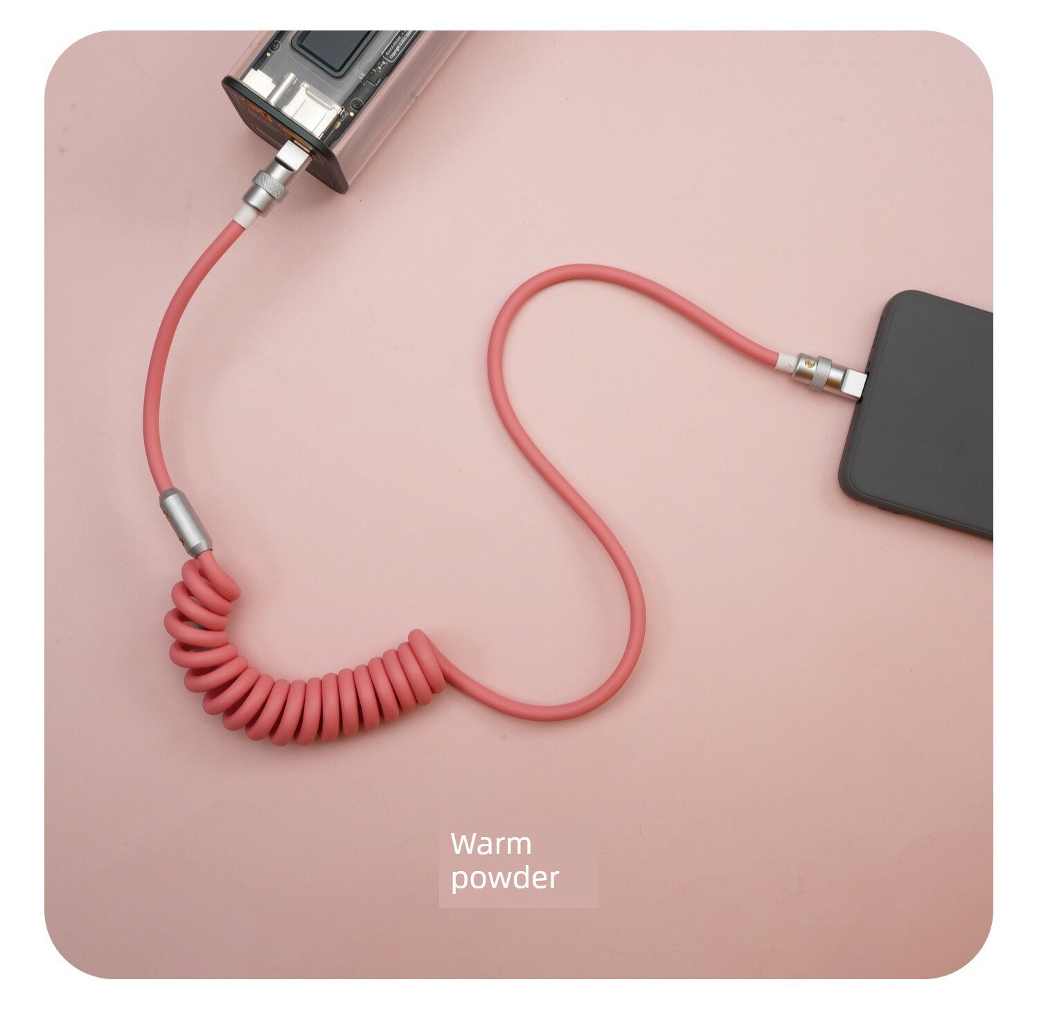 GeekCable 120W Type-C к Type-C Быстрая зарядка Резиновый спиральный кабель Теплый Розовый 65см