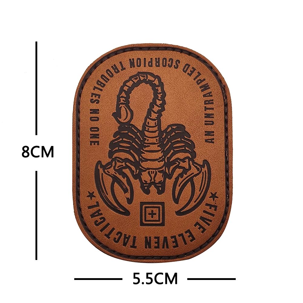Тактическая нашивка ПВХ "Скорпион", коричневая, P00345-2, 8x5.5 см
