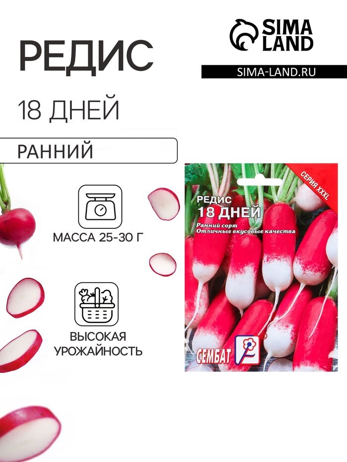 Семена Редис «18 дней», XXXL, «Сембат», 10 г