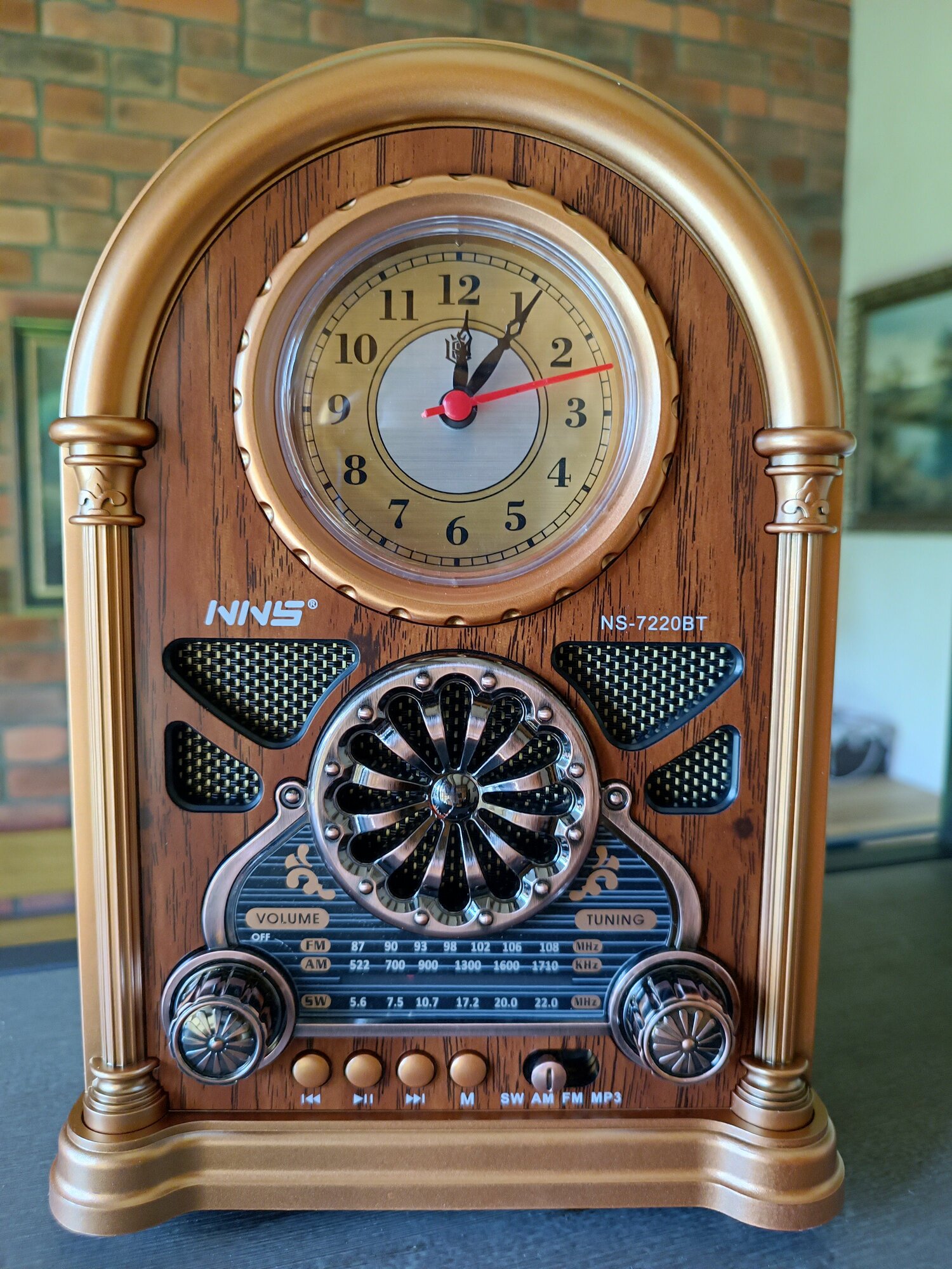 Радиоприемник с часами, MP3, Bluetooth, с аккумулятором NS-7220BT