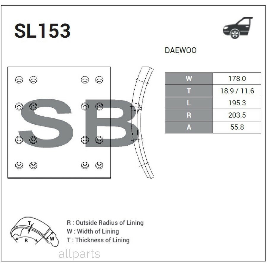 SANGSIN BRAKE SL153 накладка тормозная