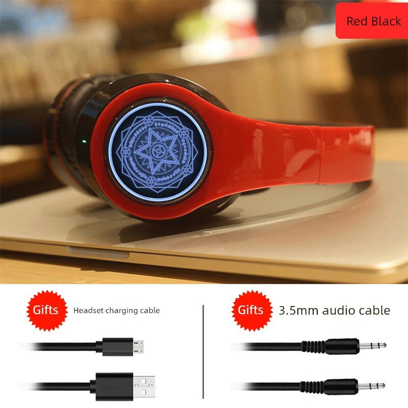 Bluetooth-наушники с 9D басом и HD звуком для спортивных игр и караоке, совместимые со всеми телефонами, красный цвет с