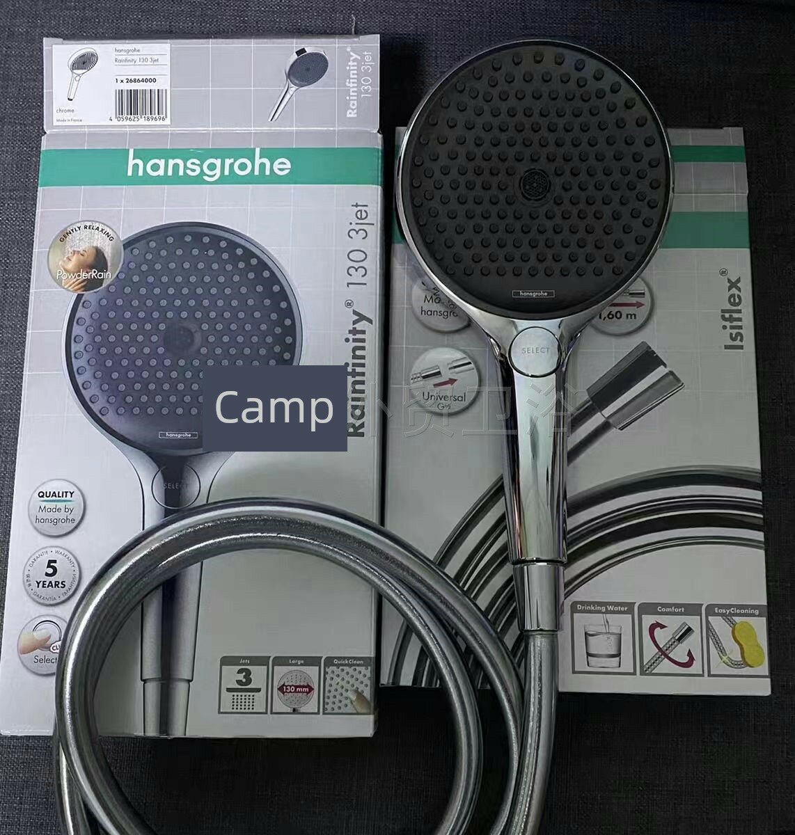 Немецкая ручная душевая лейка Hansgrohe Raindance 130 с функцией повышения давления для ванной комнаты, 3 режима Цвет