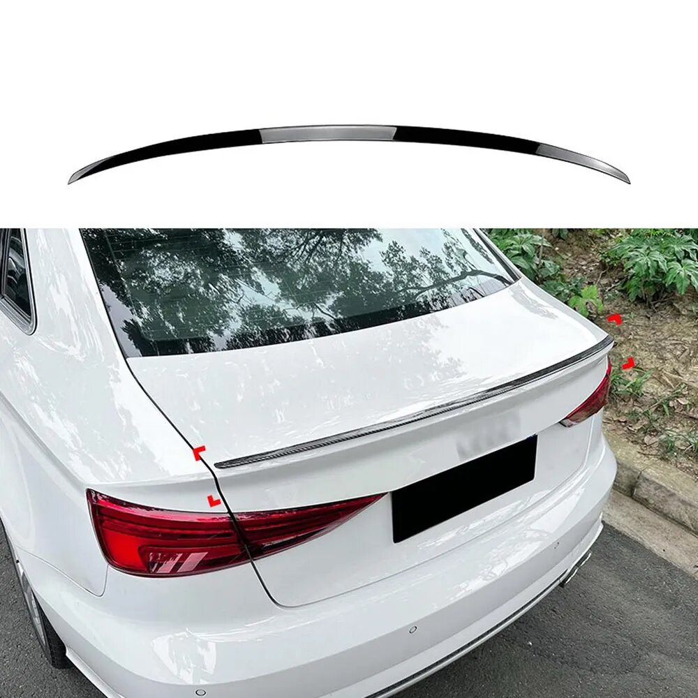 Спойлер автомобиля для Audi A3 S3 8V Sedan 2014-2020, 1 шт, черный, ABS пластик, верхнее крыло