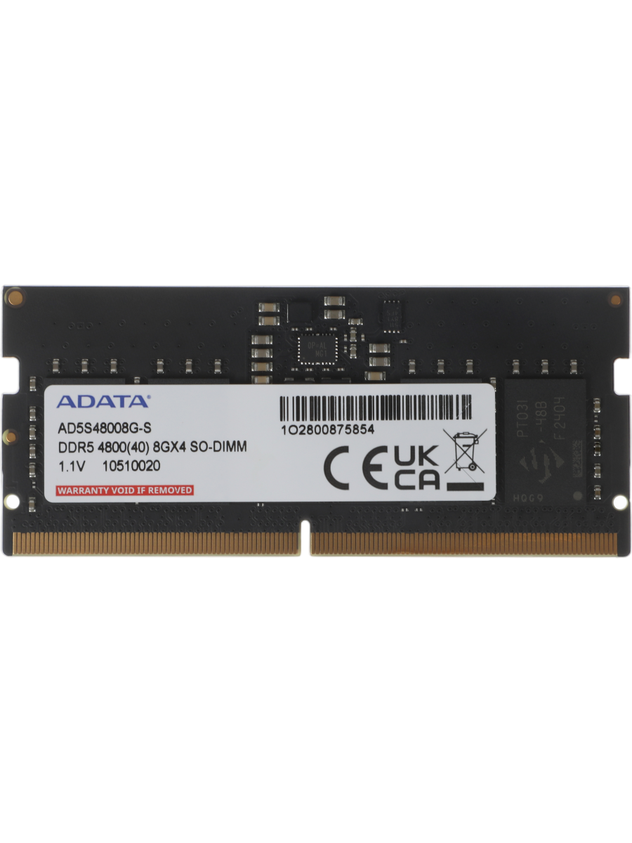 Память DDR5 8GB 4800MHz A-Data AD5S48008G-S RTL PC4-38400 CL40 SO-DIMM 262-pin 1.1В single rank RTL