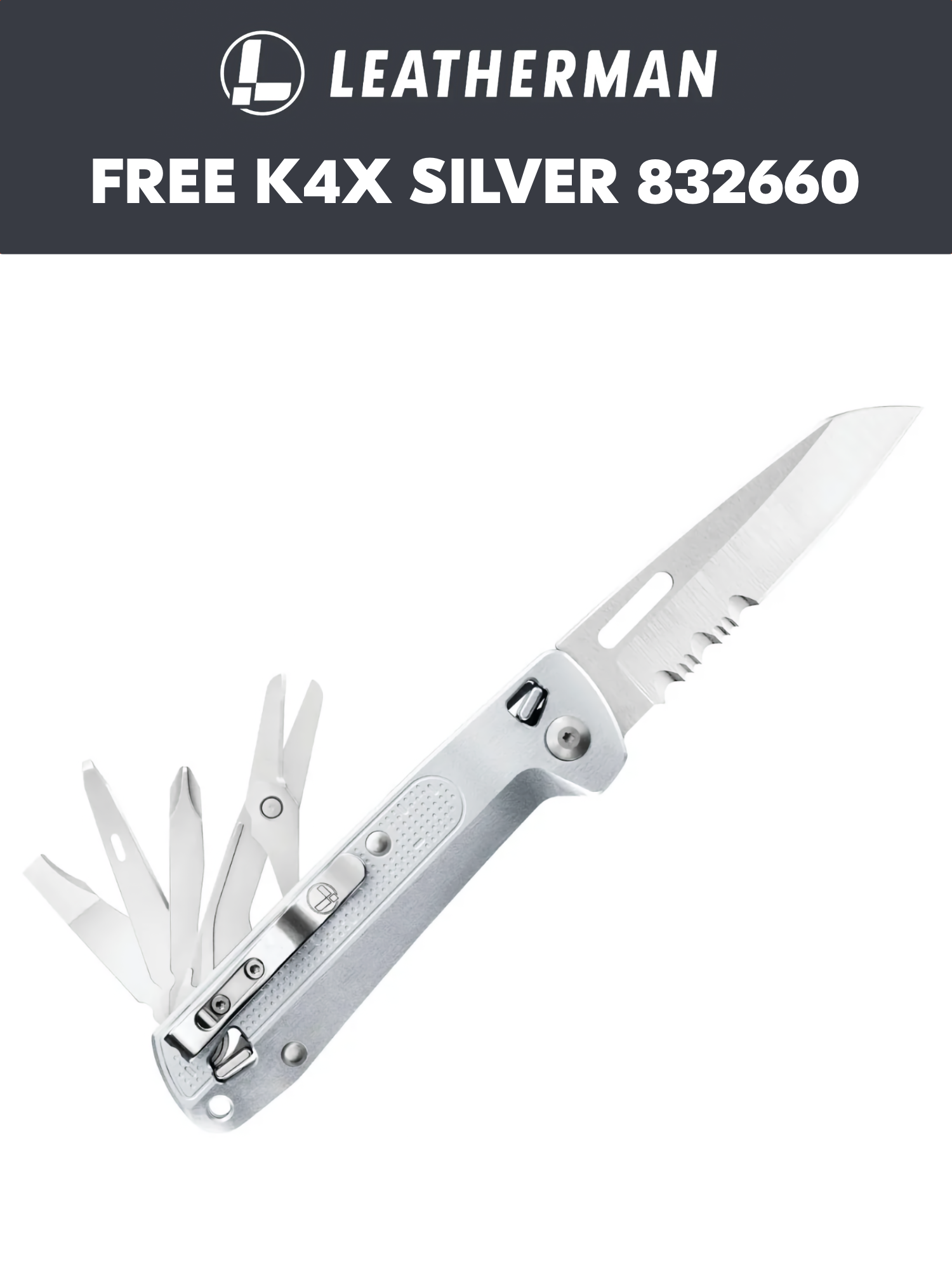 Комбинированный нож LEATHERMAN Free K4X Silver Aluminum 832660 (без чехла)