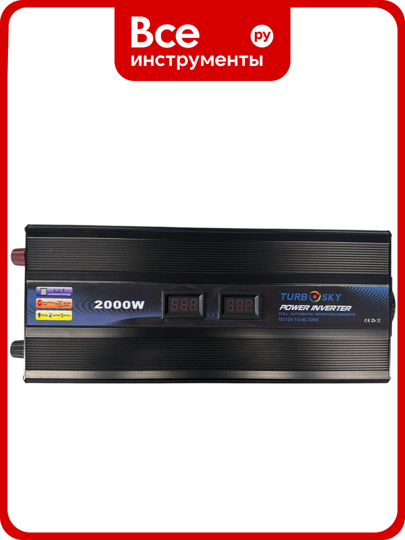 Инвертор TurboSky PL-2000, 2000Вт, 12В, 220В, защита от перегрузки