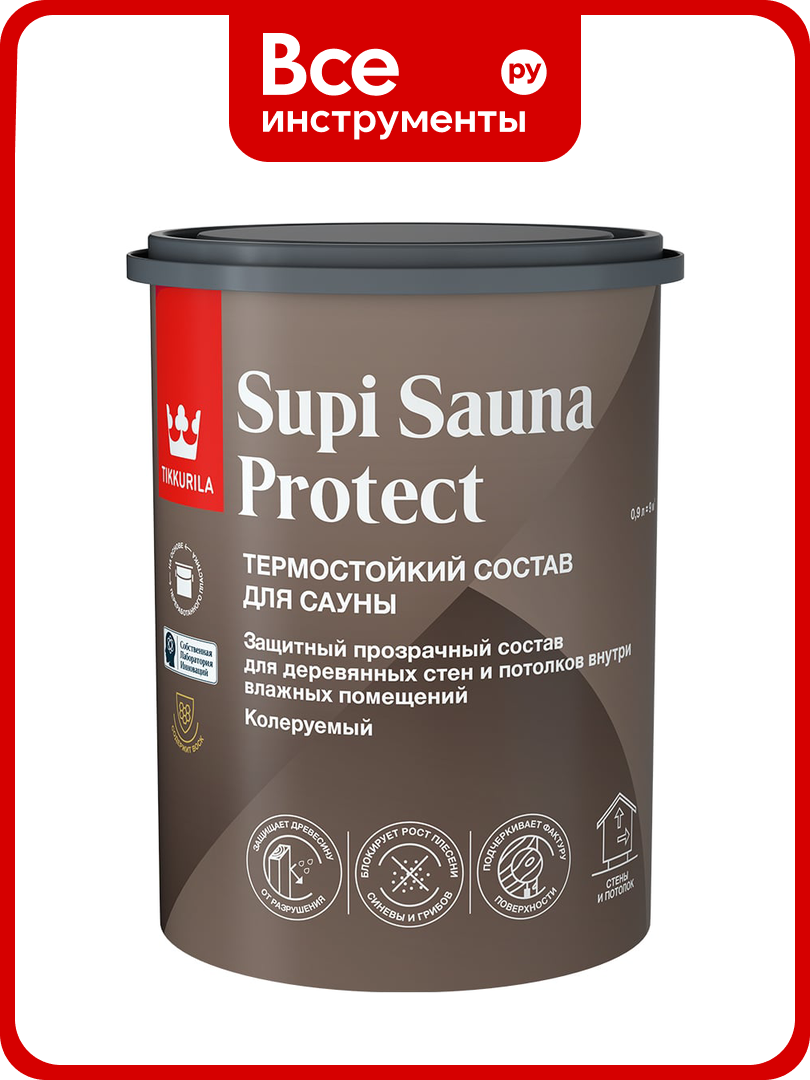 Состав для сауны Tikkurila SUPI SAUNA PROTECT EP п/мат 0,9л 700014050