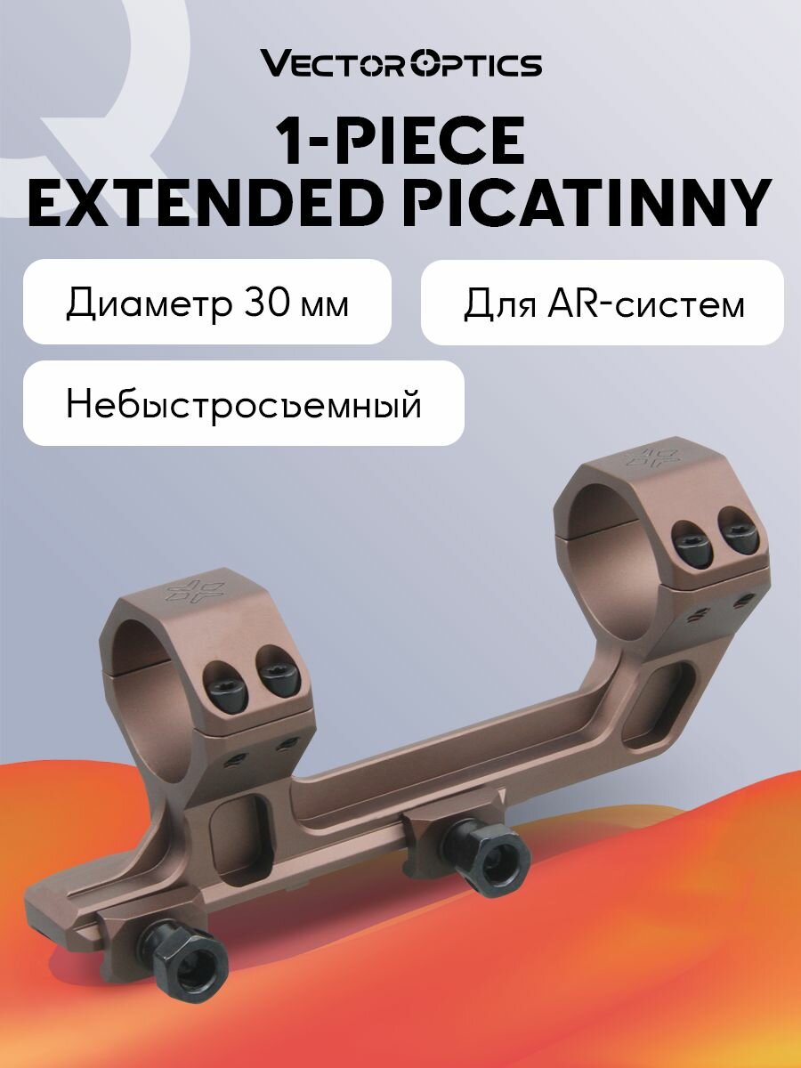 Кронштейн для прицела Vector Optics Picatinny AR Mount кольца для прицела 30мм, база 139мм, высота 23мм