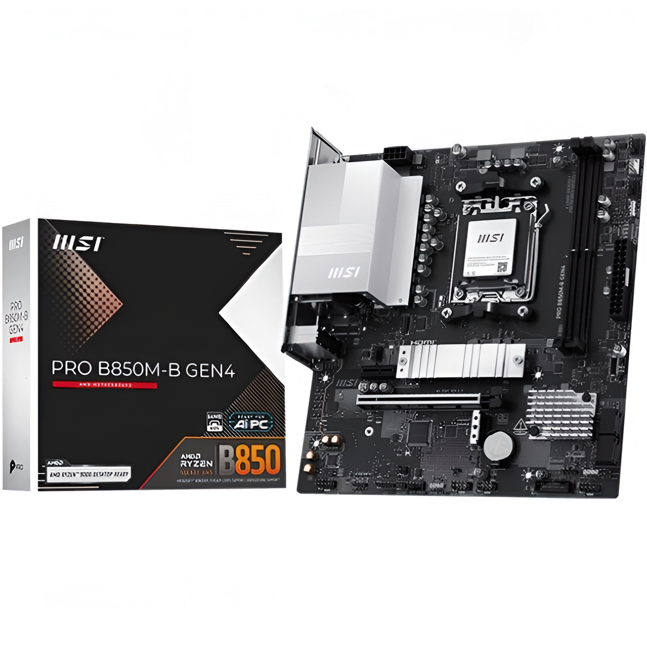 Материнская плата MSI PRO B850M-B GEN4 (AM5/AMD B850/2xDDR5/PCI-Ex16/2xM.2/SB7.1/GLAN/DisplayPort/HDMI/mATX)