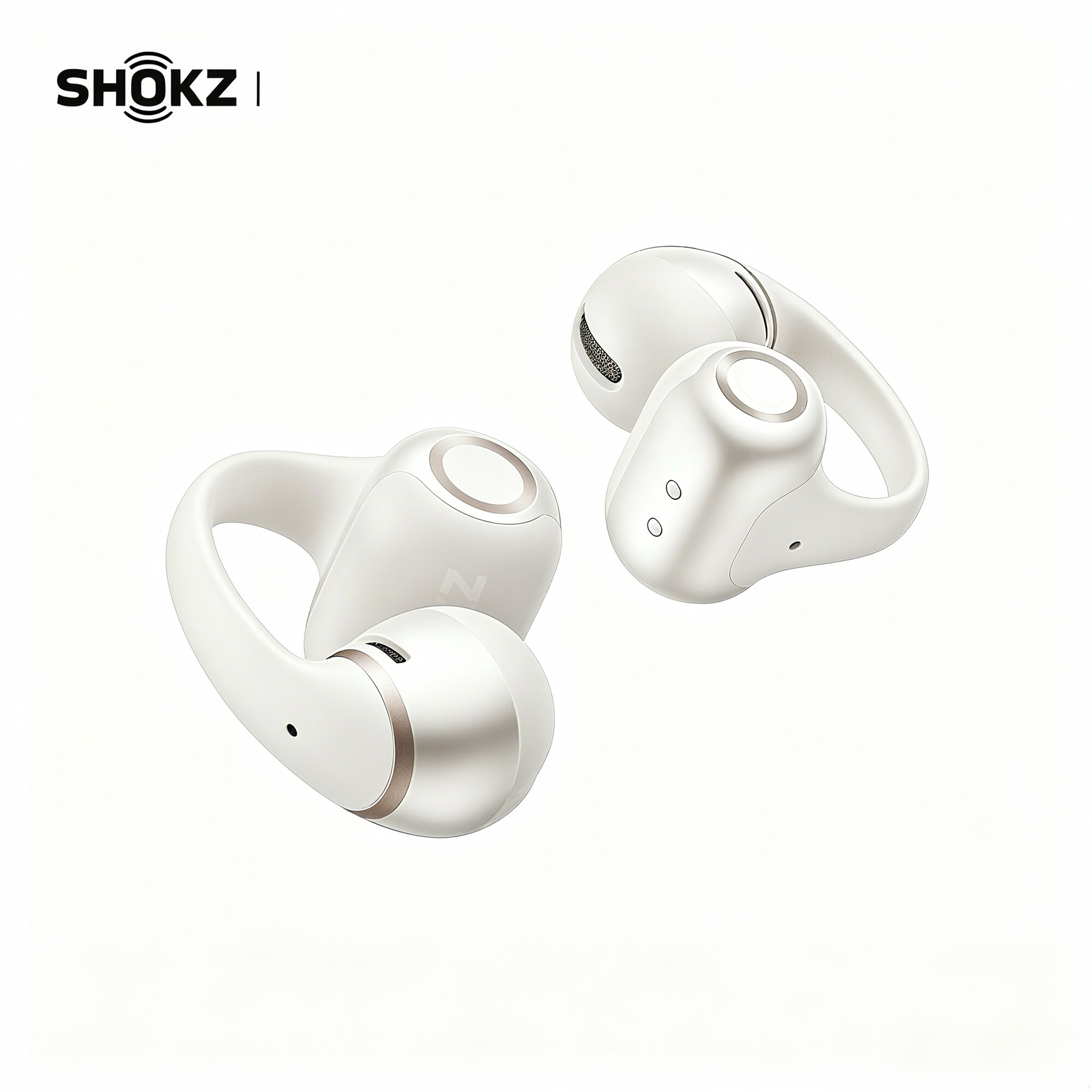 Наушники-клипсы Shokz OpenDots 2, Bluetooth, открытого типа, для спорта и бега, белый цвет，Белый