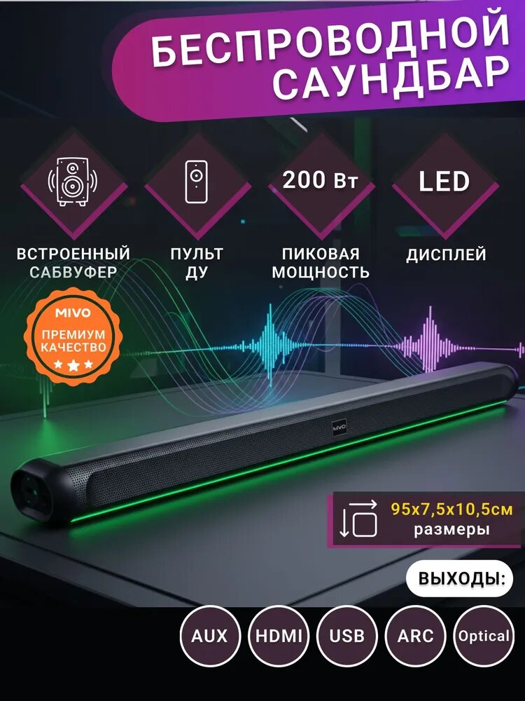 Беспроводной акустический Bluetooth динамик Саундбар