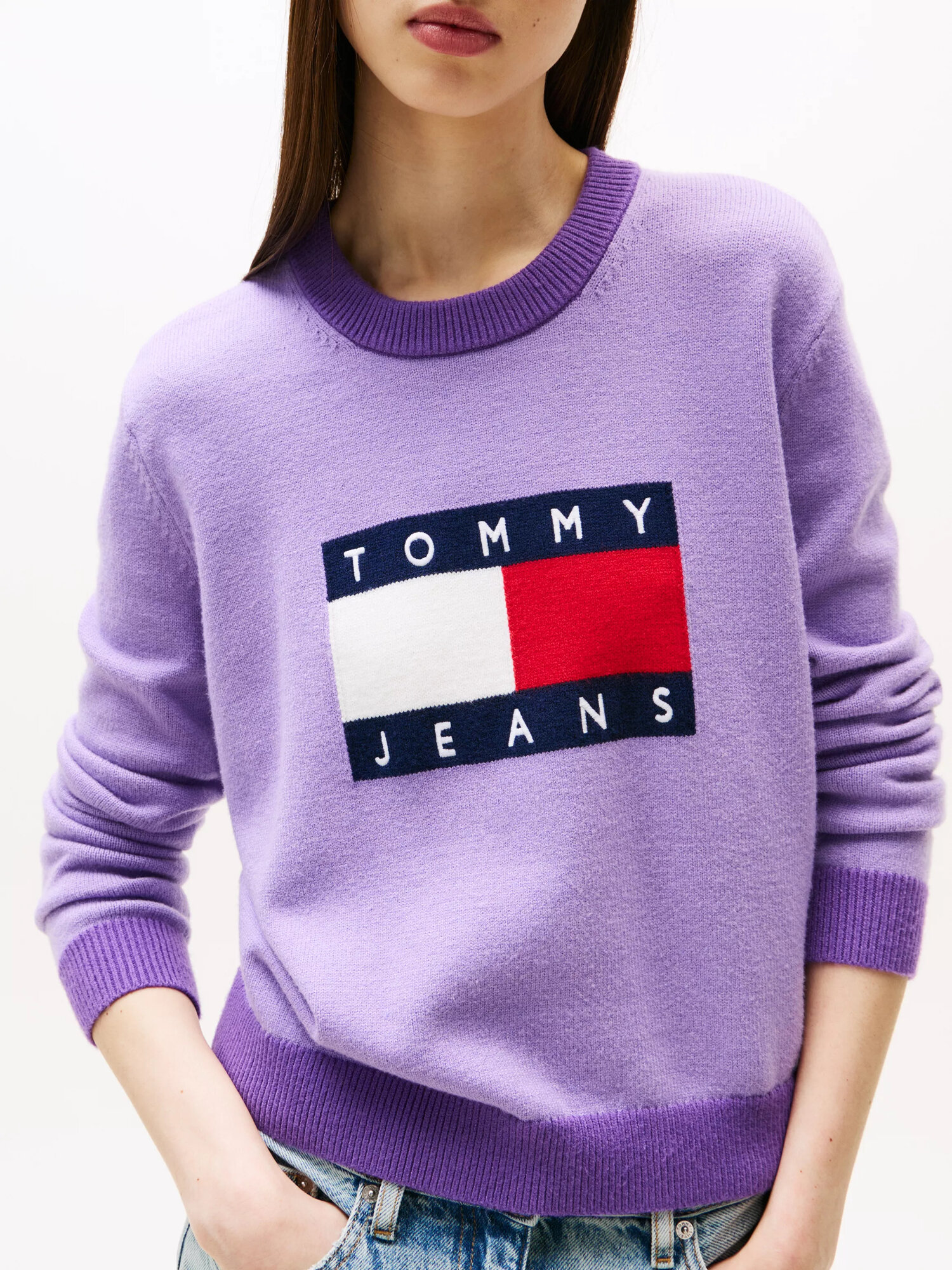 Джемпер Tommy Jeans, размер L, сиреневый — фото 1