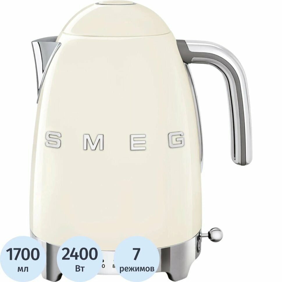 Чайник SMEG KLF04CREU,1,7л, электрический с регул темп, кремовый, 2371991