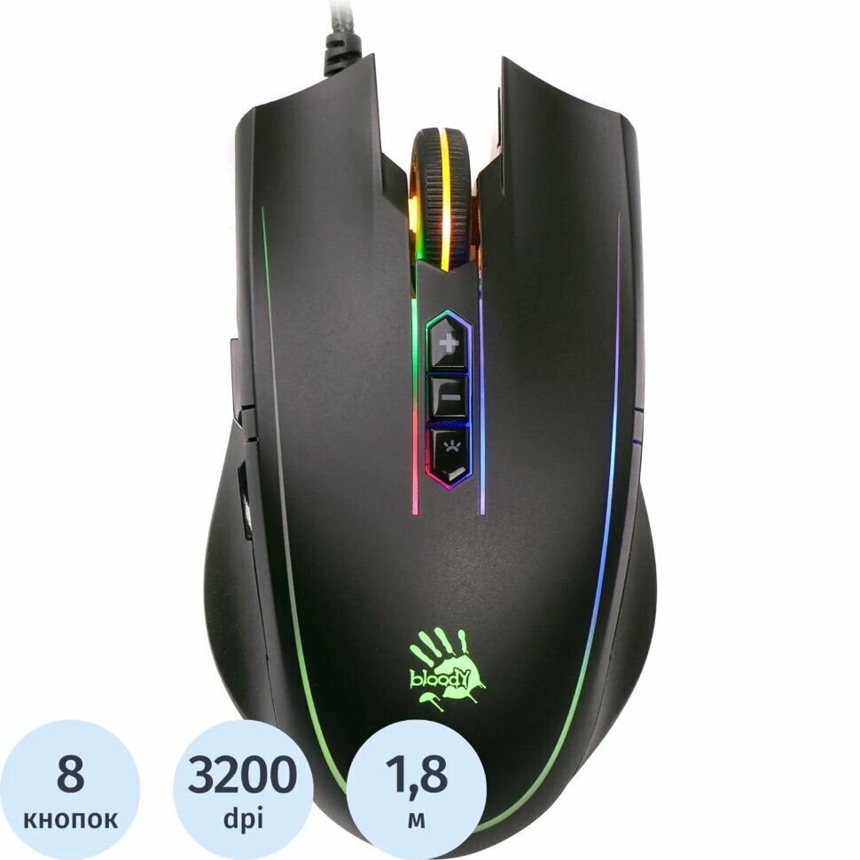 Мышь компьютерная A4Tech Bloody Q81 Curve черн. оптическая 3200dpi USB 7but, 2154942
