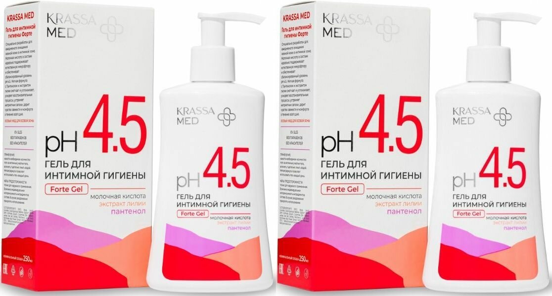 KRASSA Med Гель для интимной гигиены Форте, 250 мл, 2 шт