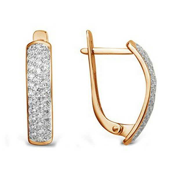 Серьги, красное золото, 585 проба, фианит