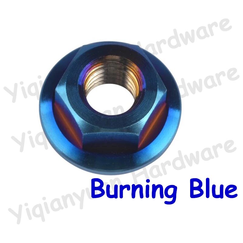 Гайки Yiqianyuan из титанового сплава с фланцем M5 M6 M8 M10 M12 M14 1Piece M12xP1.5, Burning Blue