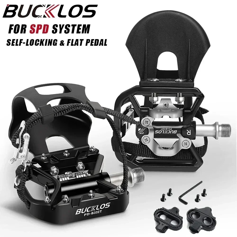 BUCKLOS MTB Педали 2-в-1 SPD/Flat, Pedal with Cleat