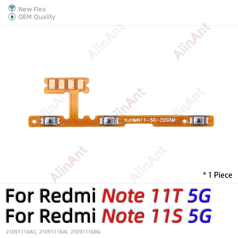 OEM-кнопки включения и выключения, гибкий кабель питания для Xiaomi Redmi Note 10 11 10A 10C 10s 10T 11s 11E 11R 11T Pro Max Plus 4G 5G