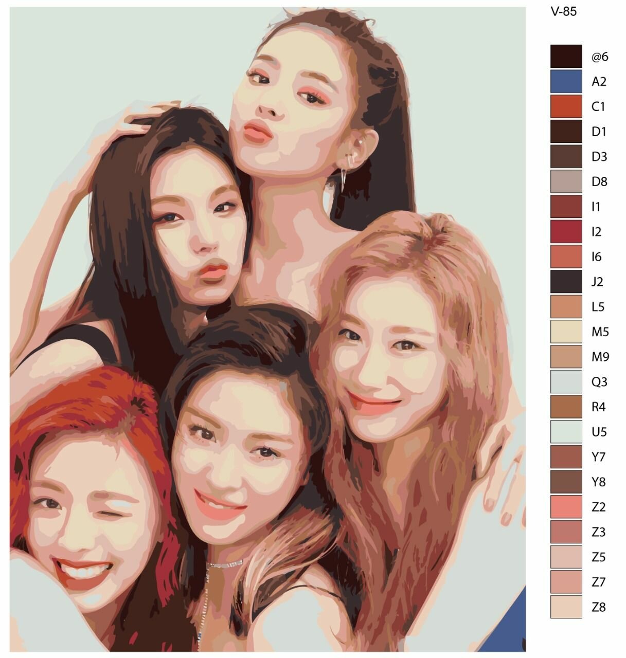 Картина по номерам V-85 "K-pop ITZY. Участники группы" 40х50