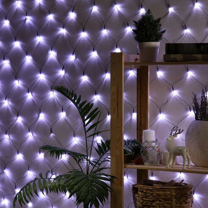 Гирлянда Сеть 2 х 2 м, IP20, тёмная нить, 224 LED, свечение белое, 8 режимов, 220 В